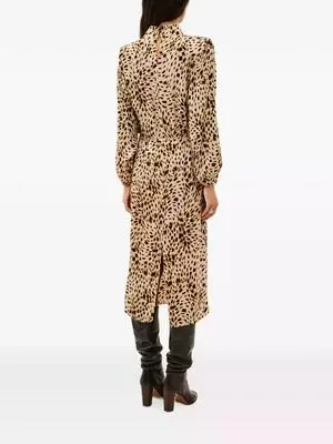 Ba&sh Hoelia Animal-print Long-sleeved Shift Midi Dress