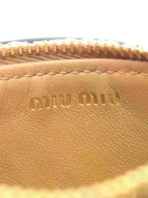 Miu Miu Logo-plaque Matelassé Card Case - Neutrals