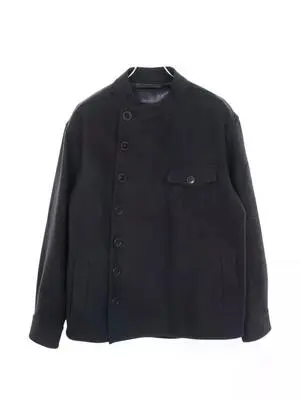 Giorgio Armani 2010s Herringbone Asymmetric Jacket - Blue