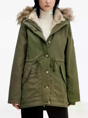 Hollister Faux-fur Trim Hooded Coat - Green