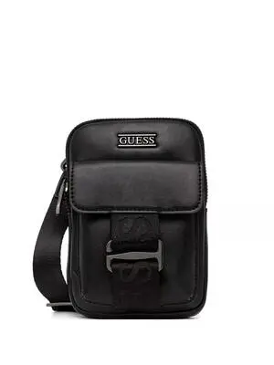 Guess Boston Logo-plaque Flap-pocket Messenger Bag - Black