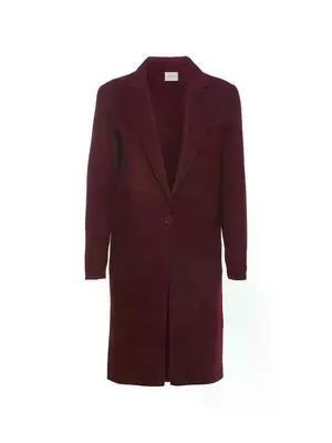 Sandro Felt Single-breasted Coat - Red