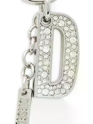 DIESEL® Rhinestone-embellished D-pendant Keyring