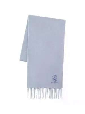 Pringle Of Scotland Fringed Lambswool Scarf Blue