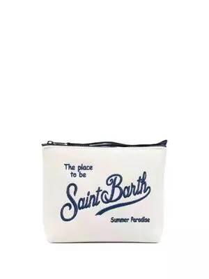 MC2 SAINT BARTH Aline Embroidered Clutch Bag - Neutrals