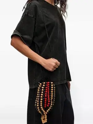 Bimba Y Lola Beaded Crochet Bucket Bag - Black