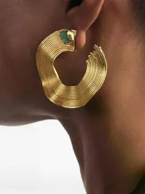 FENOMENA Opened Emerald Maxi Waves Earrings