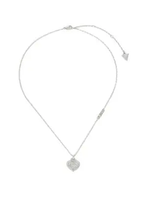 Guess Amami Crystal-embellished Heart-pendant Necklace - Silver