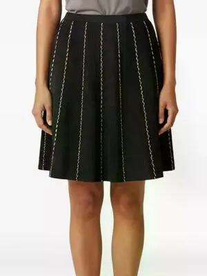 Sandro Jacquard-knit Contrast-trim Mini Skirt - Black