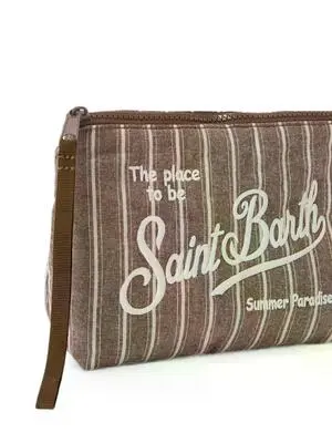 MC2 SAINT BARTH Aline Striped Logo-embroidered Clutch Bag