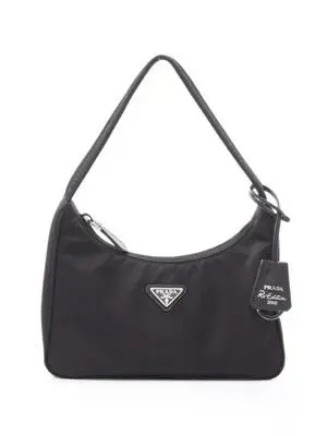 Prada 2010s Mini Re-edition 2000 Logo-plaque Handbag - Black
