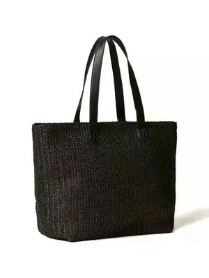 TWINSET Raffia Shopper Bag With Fringes - Black