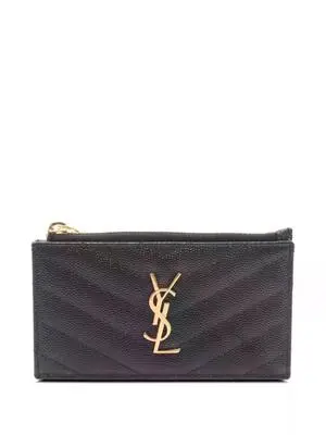 Saint Laurent 2020s Fragment Zip Card Case - Black