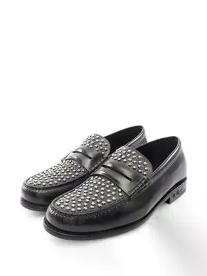 LOUIS VUITTON Stud-embellished Leather Loafers - Black