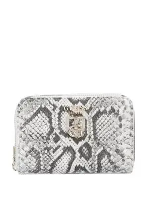 Guess Bianca Snake-effect Logo-plaque Wallet - Grey