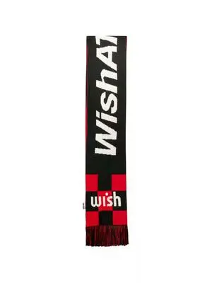 Wish Logo-knit Fringed Scarf - Red