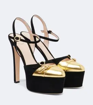 Valentino Garavani Crasher Suede And Leather Platform Sandals - Multicoloured
