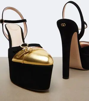 Valentino Garavani Crasher Suede And Leather Platform Sandals