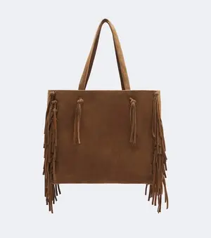 NILI LOTAN Joni Fringed Suede Tote Bag - Brown