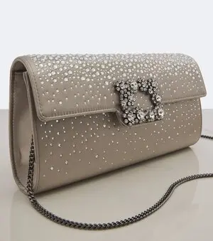 ROGER VIVIER Efflorescence Embellished Satin Clutch