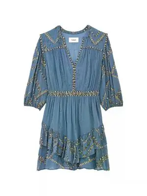 Ba&sh Poly Patterned Ruffled Flared Mini Dress