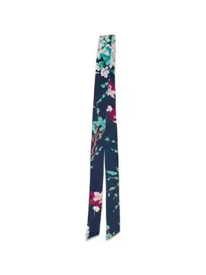 LAURA URBINATI Floral-print Satin Belt - Blue
