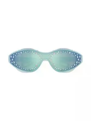 SWAROVSKI Crystal-embellished Goggle-frame Sunglasses - Blue