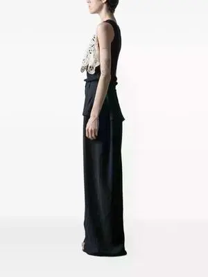 MULLER OF YOSHIOKUBO Sand Mesh Peplum-detail Trousers - Black