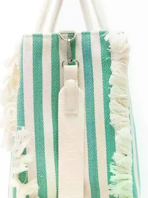 MARC ELLIS S. Joan Stripe-pattern Frayed-edge Tote Bag Neutrals