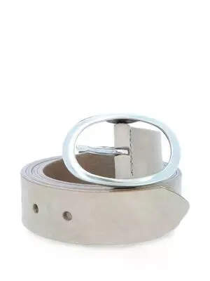 BGM LABEL Oval-buckle Leather Belt - Neutrals