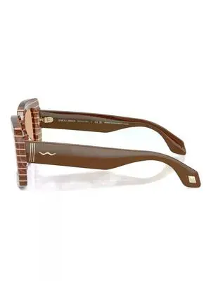 Giorgio Armani Striped Rectangle Sunglasses