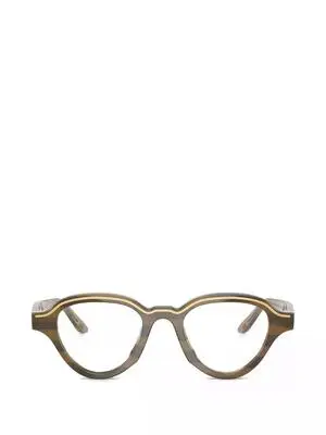 Emporio Armani Striped Beige Round Sunglasses - Brown