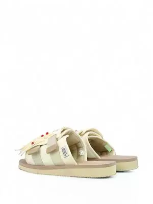 Suicoke Hoto-cab Fringed Slides - Neutrals