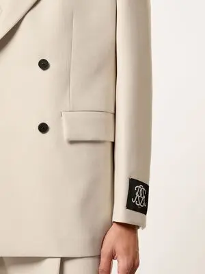REISS Monogram Relaxed Double-breasted Blazer - Beige