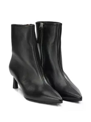 HALMANERA Pointed-toe Leather Ankle Boots - Black