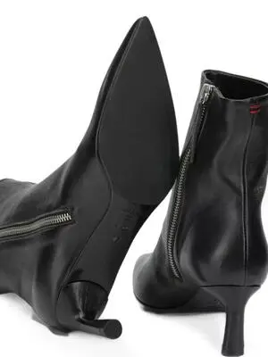 HALMANERA Pointed-toe Leather Ankle Boots