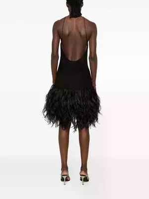 Viktor & Rolf Feather-hem Halterneck Mini Dress