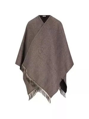 Brunello Cucinelli Herringbone Fringe-trim Poncho - Brown