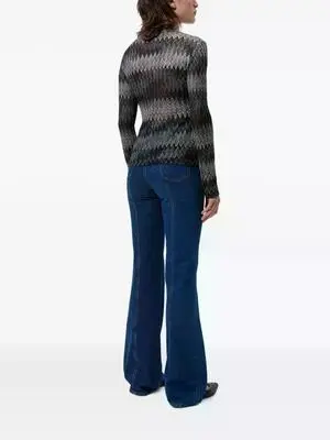 Missoni Viscose Lamé Chevron Crewneck Cardigan