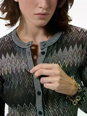 Missoni Viscose Lamé Chevron Crewneck Cardigan
