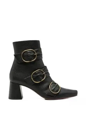 Chie Mihara Triple Buckle-strap Ankle Boots - Black