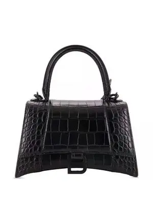 Balenciaga Hourglass Top Handle Bag Crocodile Embossed Leather Small Cross Body Bag