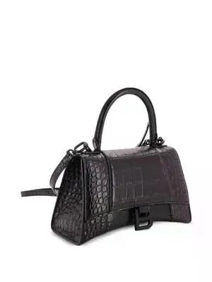 Balenciaga Hourglass Top Handle Bag Crocodile Embossed Leather Small Cross Body Bag