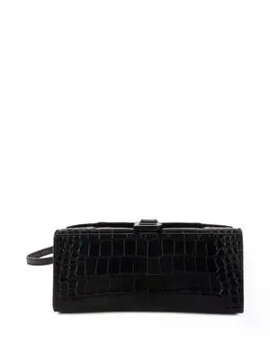 Balenciaga Hourglass Top Handle Bag Crocodile Embossed Leather Small Cross Body Bag