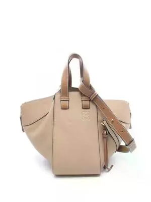 Loewe 2010-2026 Small Grained Calfskin Drawstring Hammock Bag Satchel - Neutrals