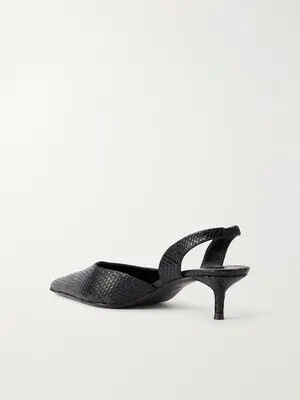Staud Sebastian Snake-effect Leather Pumps