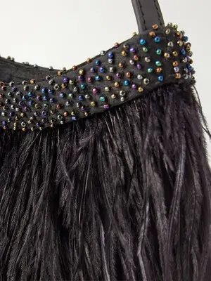Staud Winslow Bead And Feather-embellished Silk Shoulder Bag