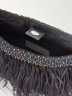 Staud Winslow Bead And Feather-embellished Silk Shoulder Bag