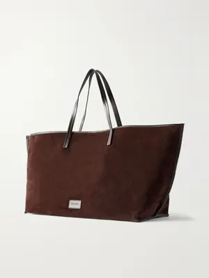 Staud Christos Large Leather-trimmed Suede Tote Bag