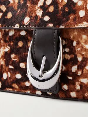Staud Harlow Animal-printed Calf Hair Shoulder Bag
